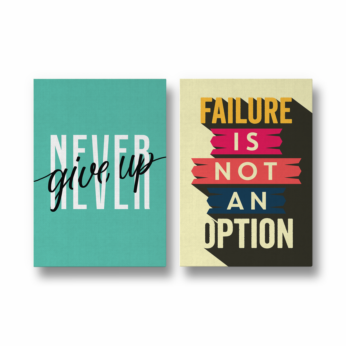 Never give up & Failure is not an option Set of 2 Motivational Posters ...