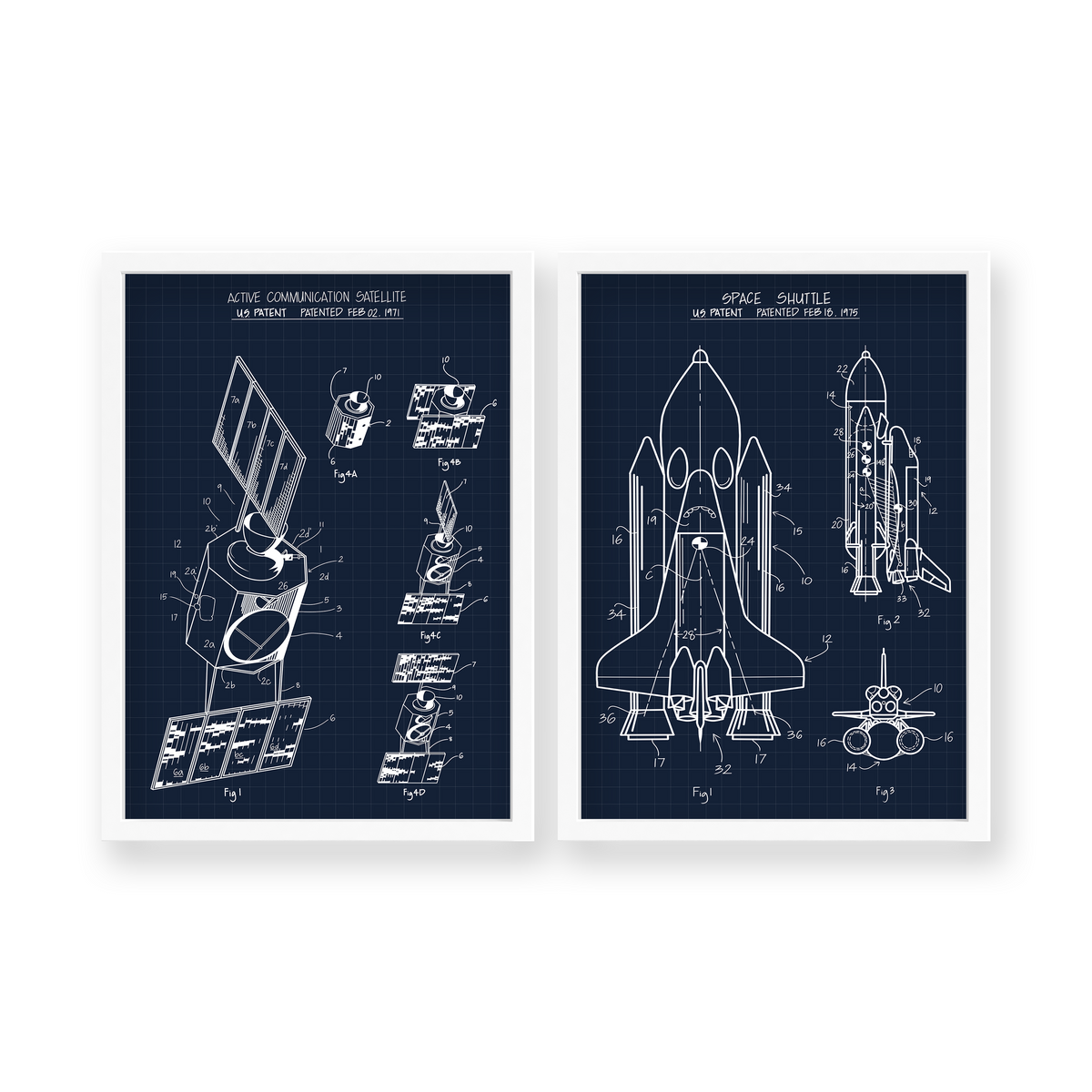 Space Shuttle & Communication Satellite Set of 2 Space Posters – The ...