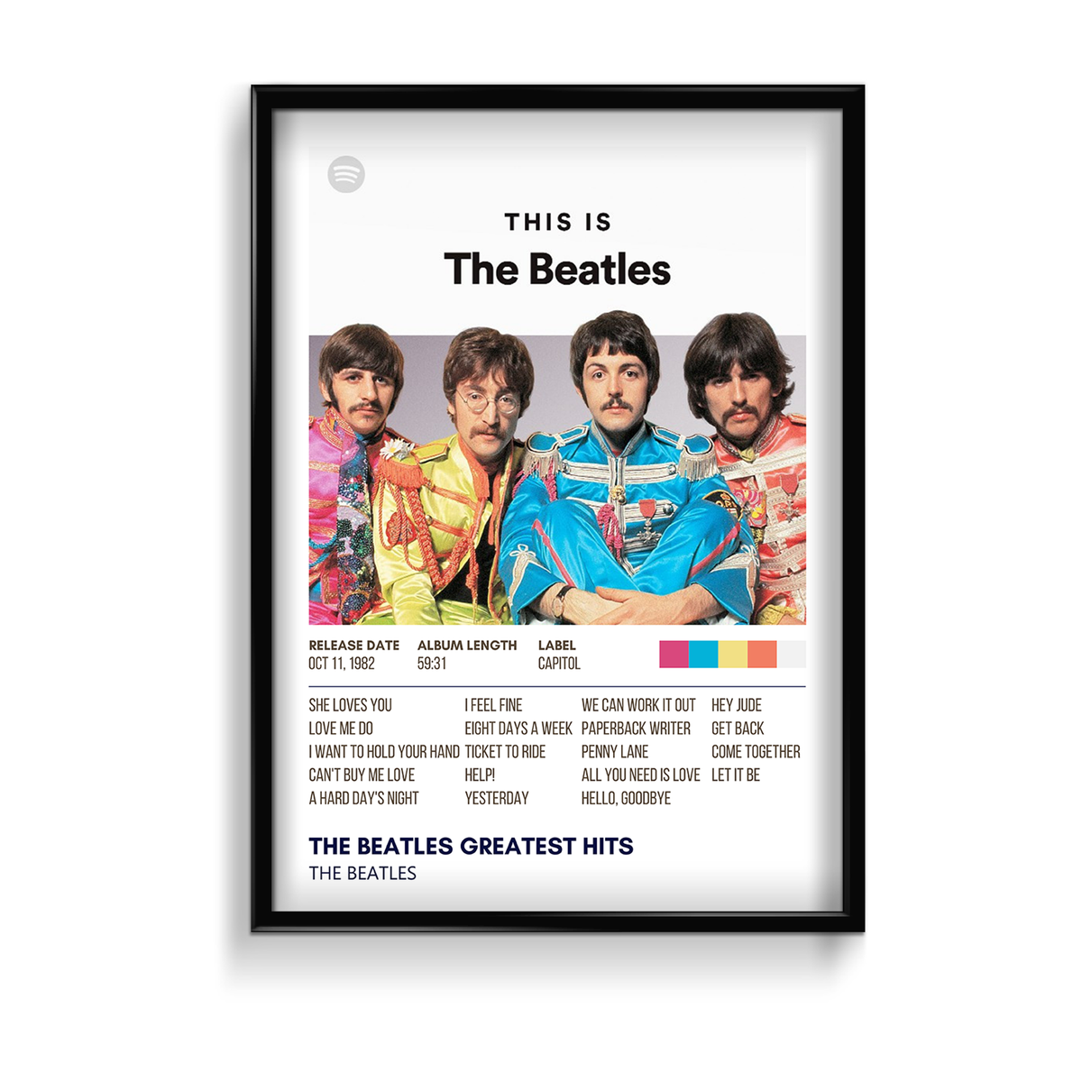 The Beatles Greatest Hits by The Beatles Music Album Poster – The ...